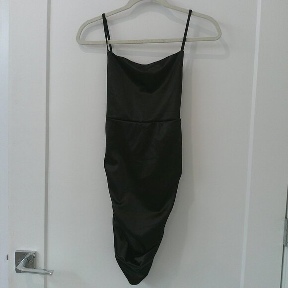 Windsor | Dresses | Windsor Black Satin Open Back Bodycon Mini Dress ...